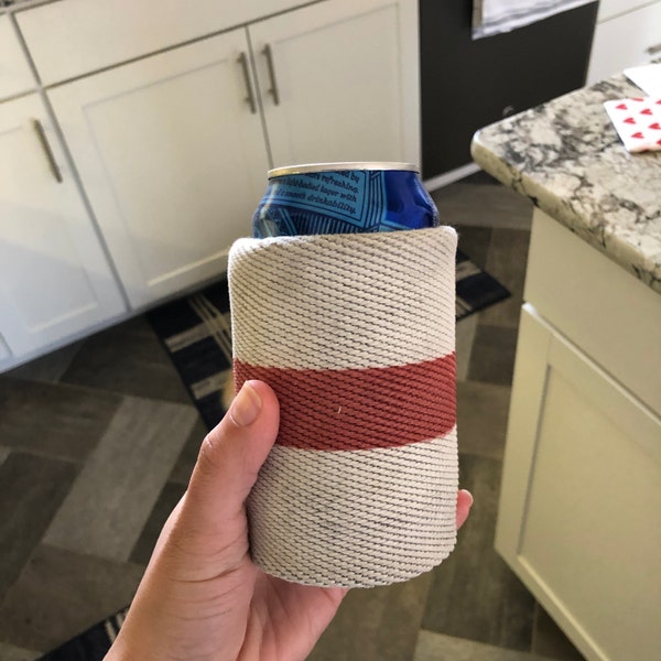 Fire Hose thin Red Line Firefighter Can Cooler Upcycled Can Cooler ...