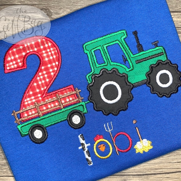 Tractor Embroidery Design, Tractor Appliqué, Tractor With Trailer ...