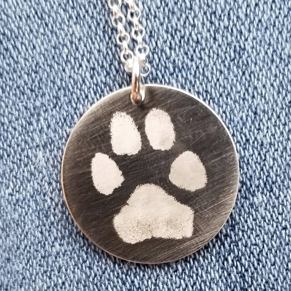 Paw Print Necklace, Paw Necklace, Nose Print Necklace, Pet Memorial ...