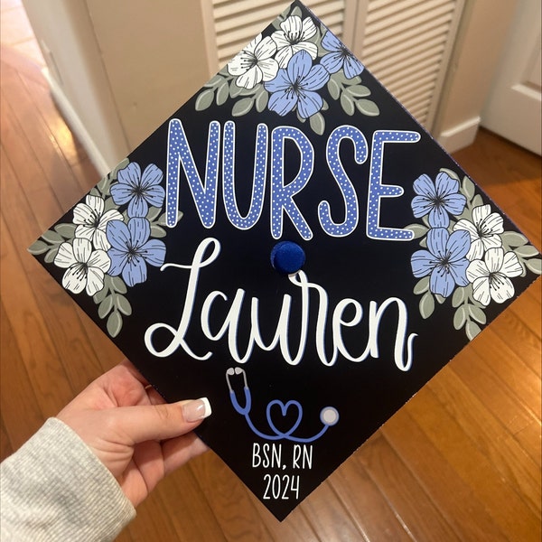 Custom "cherry Blossom Bsn" Graduation Cap Topper, Nursing Graduation ...