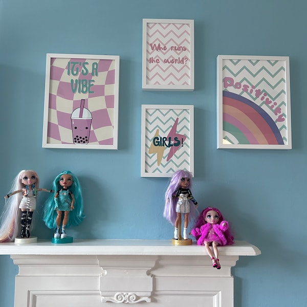 Set of Teen and Tween Girls Room Prints. Flower Power and Positivity ...