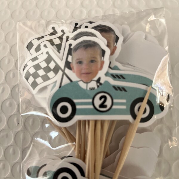 Red Racing Toppers | Cupcake Toppers | Photo Head | Fast One | Birthday ...