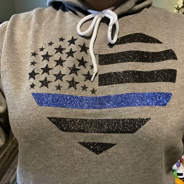 Thin Blue Line Heart Hooded Sweatshirt also Red Line Gold Line Green ...
