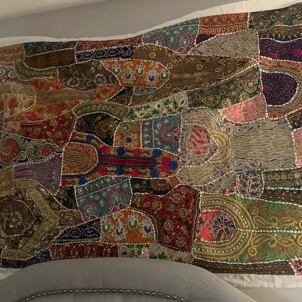 Green Patchwork Tapestry - Drawing Room Wall Tapestry - Heavy ...