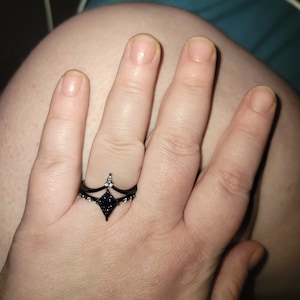 Womens Galaxy Orion Nebula Ring, Black Titanium Plated Engagement Ring ...