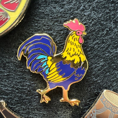 Rooster Hard Enamel Pin in Gold - Etsy
