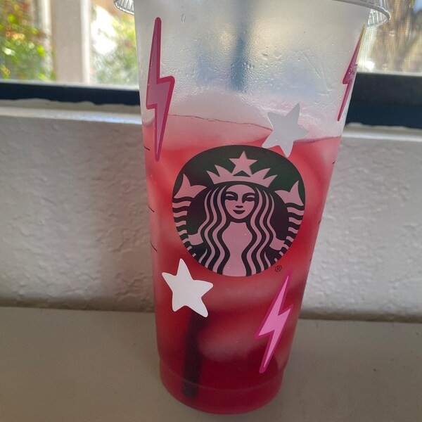 Preppy Starbucks Cup, Lightning Bolt Smile Starbucks Cup, Reusable ...
