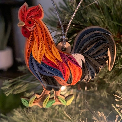 Rooster Ornament, Handmade Ornament, Quilling, Quilled Ornament, - Etsy