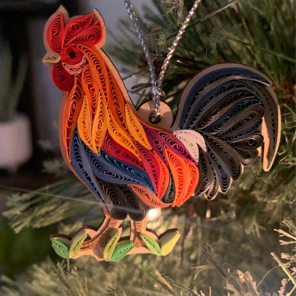 Rooster Ornament, Handmade Ornament, Quilling, Quilled Ornament, - Etsy