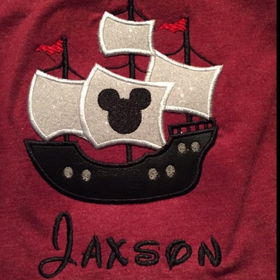 Character Inspired Mouse Pirate Ship With Character Embroidery Applique ...