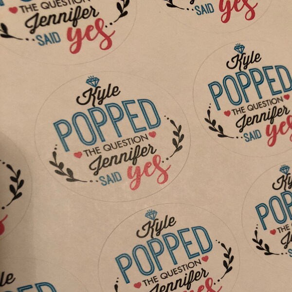 He Popped the Question Bridal Shower Stickers, Thank You Stickers ...