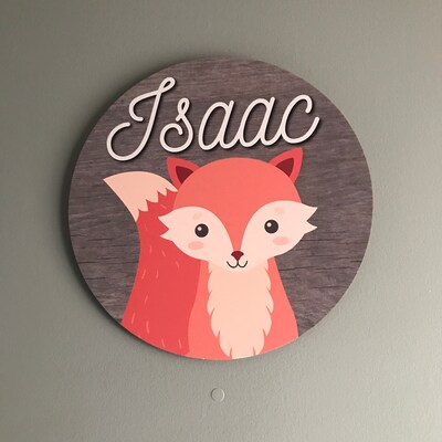 Baby Fox Sign, Nursery Name Sign, Fox Baby Decor, Fox Nursery Decor ...