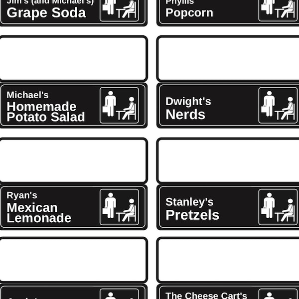 The Office Party Food Labels | Office Party Table Tents Food | Office ...