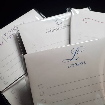 Personalized Monogram Notepad Stationery Desk Pad Elegant Custom ...