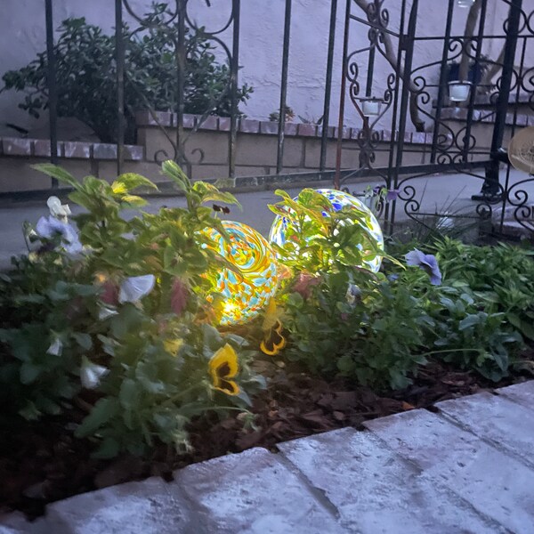 10" Solar LED Light Art Glass Gaze Ball Muti/garden/pathway Light/patio ...