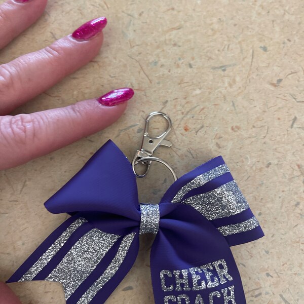 Mini Glitter Cheer Bow Keychain - Etsy