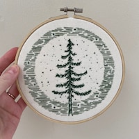 MOONLIGHT PINE - Pdf Embroidery Pattern, Embroidery Hoop Art, Hand Embroidery, Blue Moon, Full ...