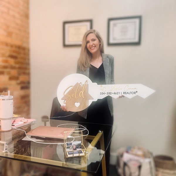 Personalized Realtor Key | Closing Realty | House Sold Acrylic and Wood ...
