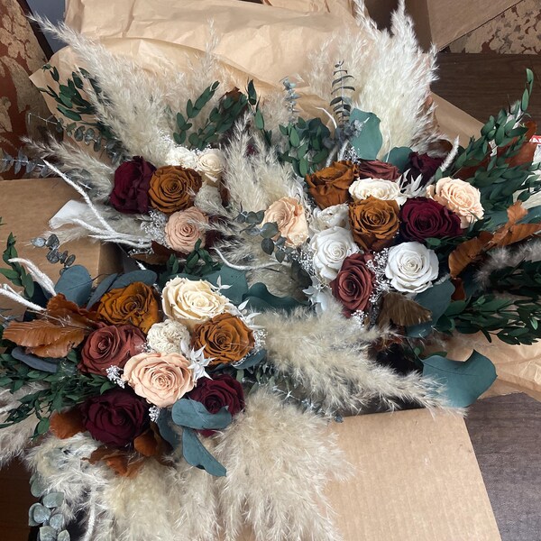 Dried Greenery, Tan and Flower Garland/ Fall Centerpiece/ Mantle Piece ...