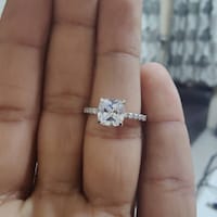2 CT Princess Cut Moissanite Wedding Ring 14K White Gold Engagement Ring Diamond Anniversary ...