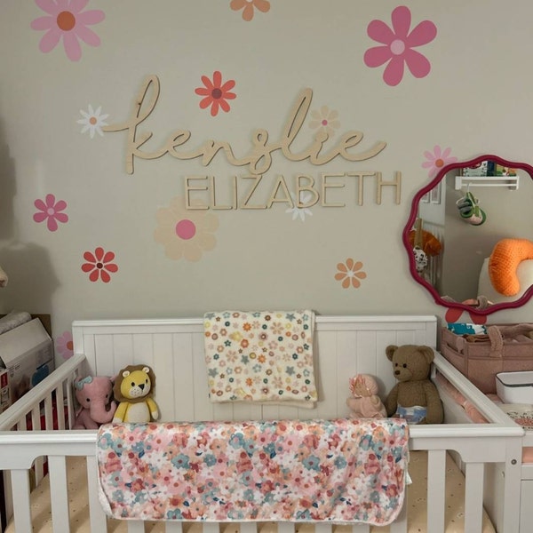 Rainbow Round Wood Nursery Name Sign, Name Sign for Nursery, Above Crib ...