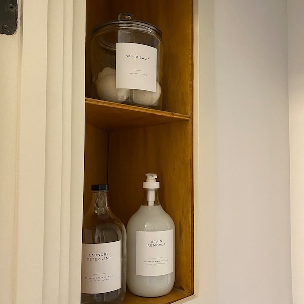 Clean-modern Laundry Room Essentials Labels • Water and Oil Resistant ...