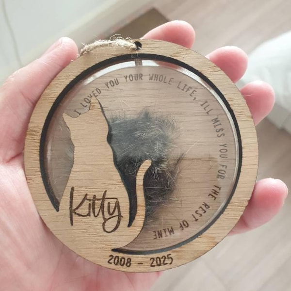 Cat Fur or Ashes Memorial Ornament, Pet Fur Keepsake, Pet Loss Gift ...