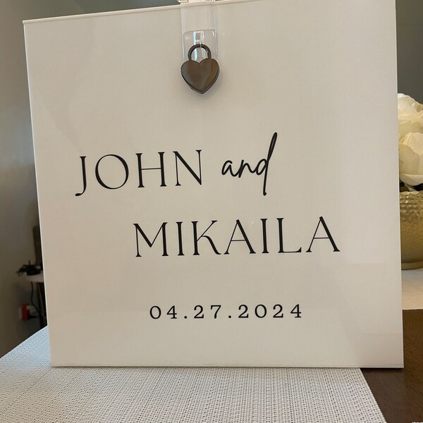 Personalized Name Card Box Wedding Acrylic Card Box With Lock and Key ...