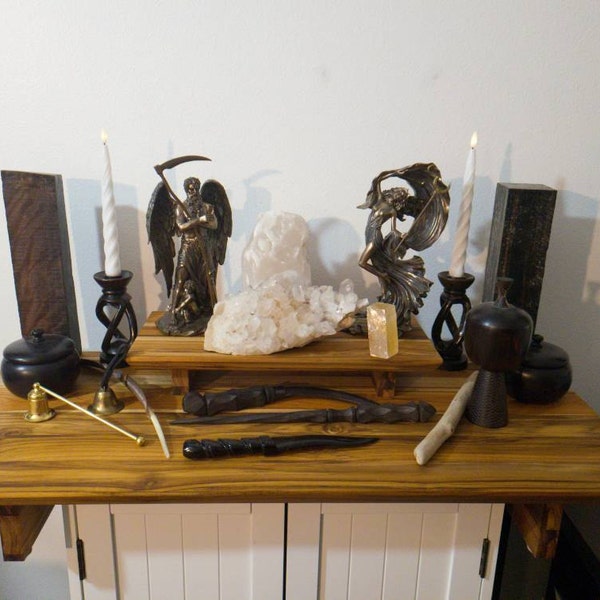 Altar Table, 2 Set, 2 Tier Altar Table, Crystal Shelf, Small Space ...