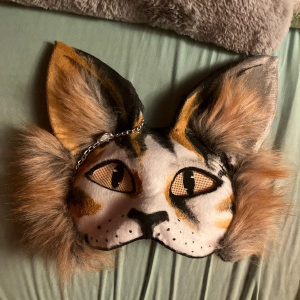 Custom White Orange Raptor Mask | Fursuit Accessories | Made of Fur ...