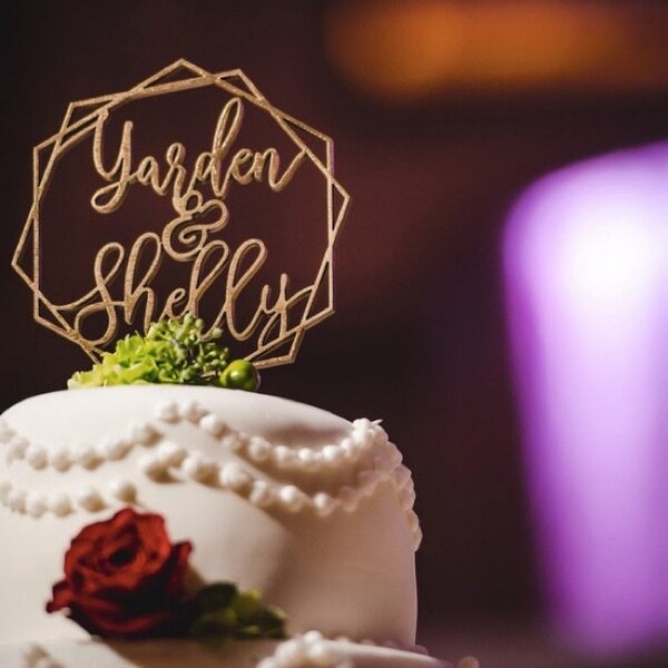 Custom Wedding Cake Topper, Wooden Cake Topper, Elegant Wedding Cake ...