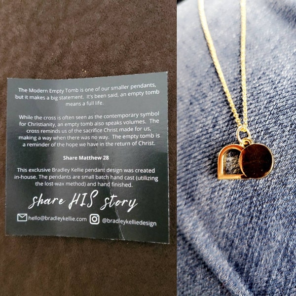 Modern EMPTY TOMB Necklace in Sterling Silver or Gold Overlay ...