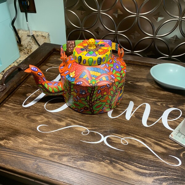 DECORATIVE TEAPOT in Recycled ALUMINUM Hand-painted Boho Tea Pot ...