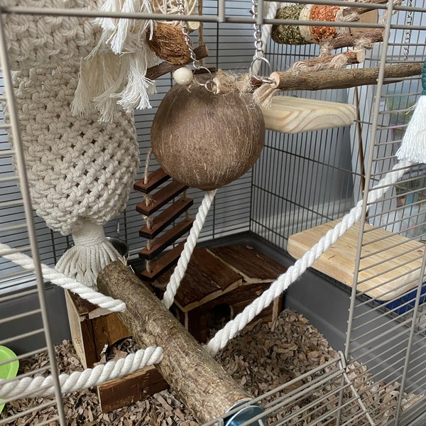 Large Chunky Wood Pet Perch for Cage, Pet Rat Toy Accessories, Rat ...