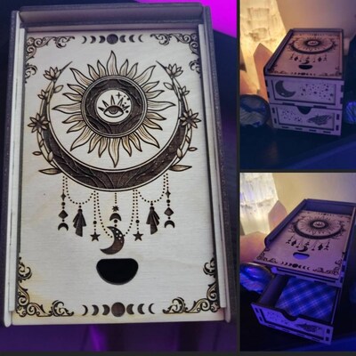 Small Tarot Card Holder, 5 Drawer Box, 4 Tarot Deck Holder, Tarot ...