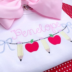 Apples and Pencils Bow Swag large Sizes Machine Embroidery Design - Etsy
