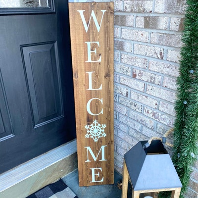 Christmas Welcome Sign Winter Porch Decor Let It Snow Sign Farmhouse ...