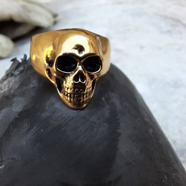Statement Ring - Skull Ring - Bronze Human Skull Ring - Etsy
