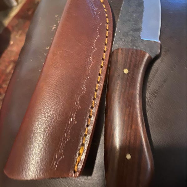 Hand Forge Bushcraft Knife With Sheath | Rosewood Fixed Blade Custom ...