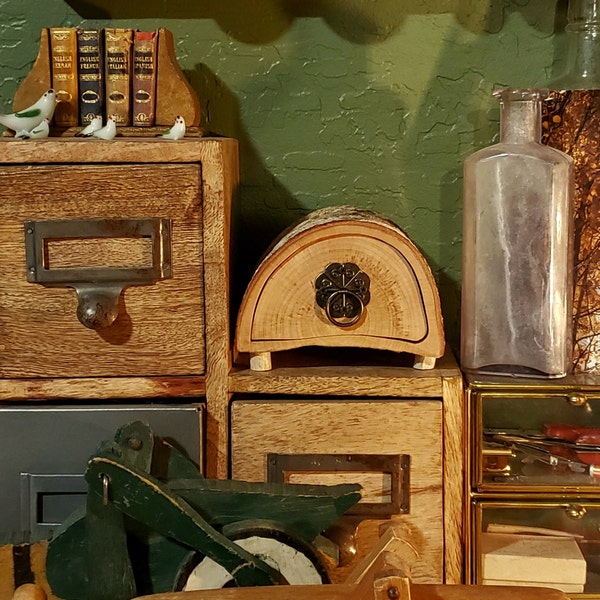 Rustic Log Box From Firewood With Bark, Fairy Drawer, Pear Wood ...