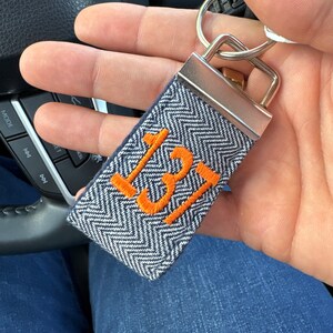 Navy Blue Herringbone Mini Keychain Personalized With Monogram ...