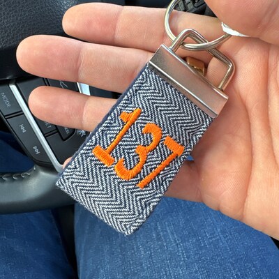 Navy Blue Herringbone Mini Keychain Personalized With Monogram ...