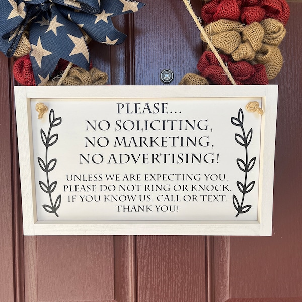Custom Handmade No Soliciting No Marketing No Advertising Sign, Barking ...