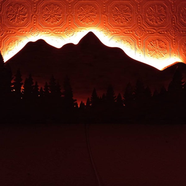 Mountain Wall Art Lights, Mountain Led Sign, Mountain Wall Art Light Up ...