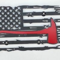 Bad Dog Metalworks Tattered Red Line Axe Flag Dxf - Svg - Bad Dog ...