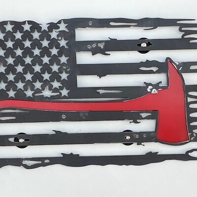 Bad Dog Metalworks Tattered Red Line Axe Flag Dxf Svg Bad Dog ...