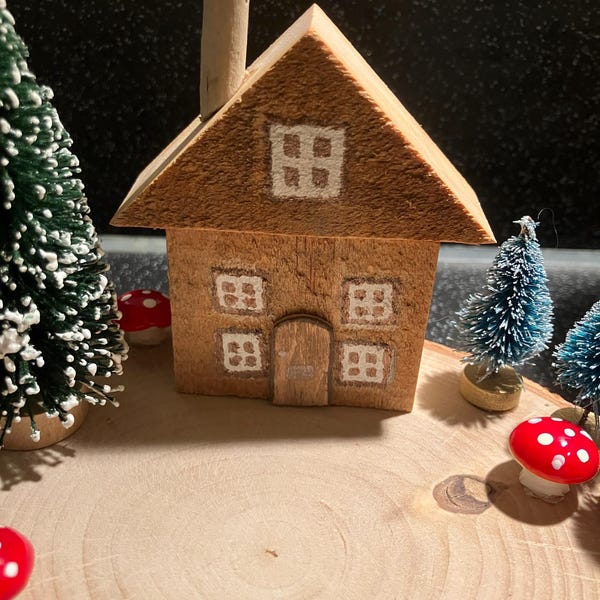 45-50 Pieces Wooden Blocks Triangle Square Shapes Tiny Houses Plaques ...