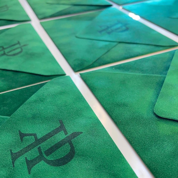 Emerald Green Velvet Envelopes - 4bar, A7, or A9 Euro Flap Envelopes ...
