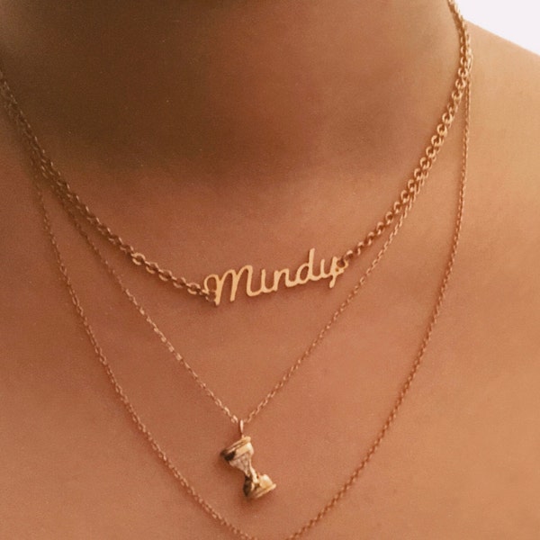 Mindy Name Necklace Gold, Name Necklace, Vintage Name Necklace Gold ...
