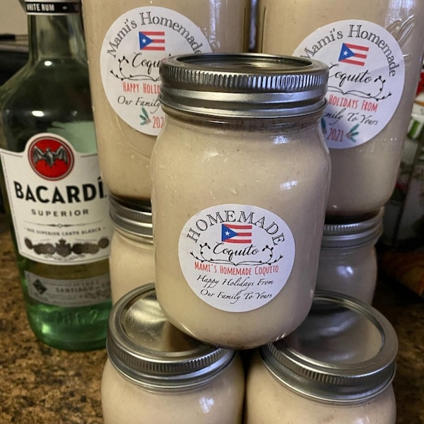 Coquito Labels • (puerto Rican Flag) • Personalized • Homemade Coquito ...